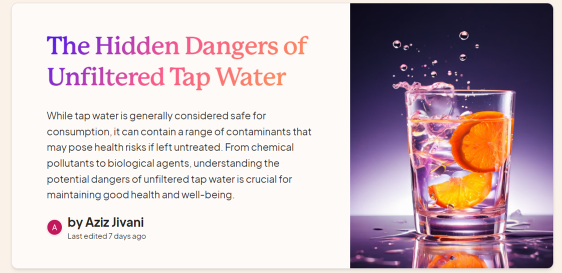 The Hidden Dangers of Unfiltered Tap Water – Wellness Clinic